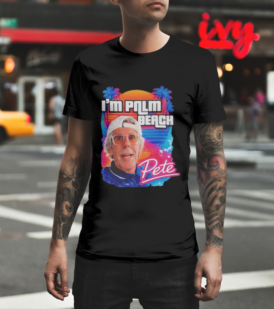 I'm Palm Beach Pete Retro Sunset Tropical Vibes Ocean Blue T-Shirt