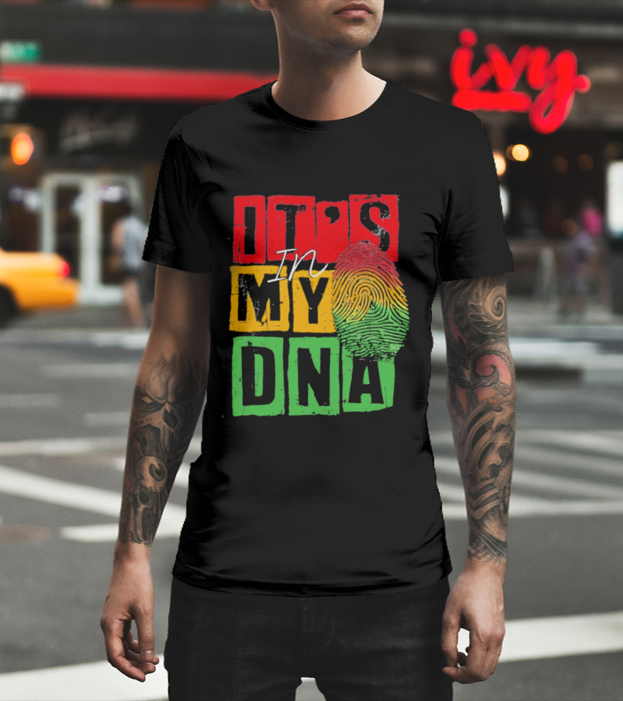 Juneteenth Black Queen It's In My DNA Fingerprint Red Yellow Green T-Shirt