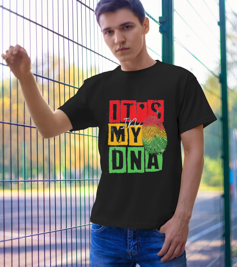 Juneteenth Black Queen It's In My DNA Fingerprint Red Yellow Green T-Shirt