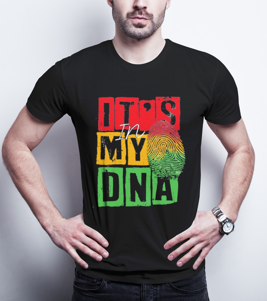 Juneteenth Black Queen It's In My DNA Fingerprint Red Yellow Green T-Shirt