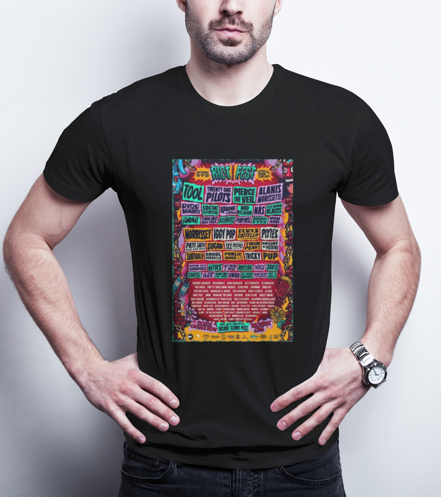 Riot Fest 2026 Lineup Featuring Tool Nine Inch Nails Iggy Pop Pixies Chicago T-Shirt
