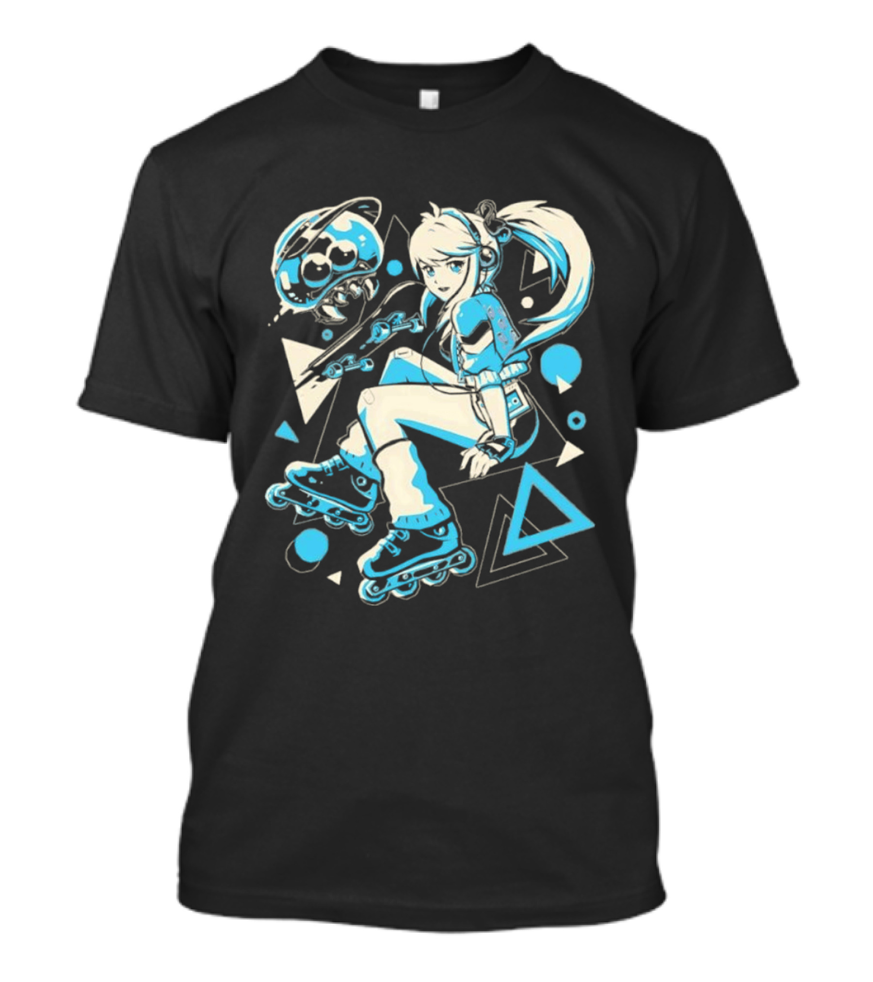 Samus Aran Metroid Rollerblades Skateboard Retro Gaming T-Shirt