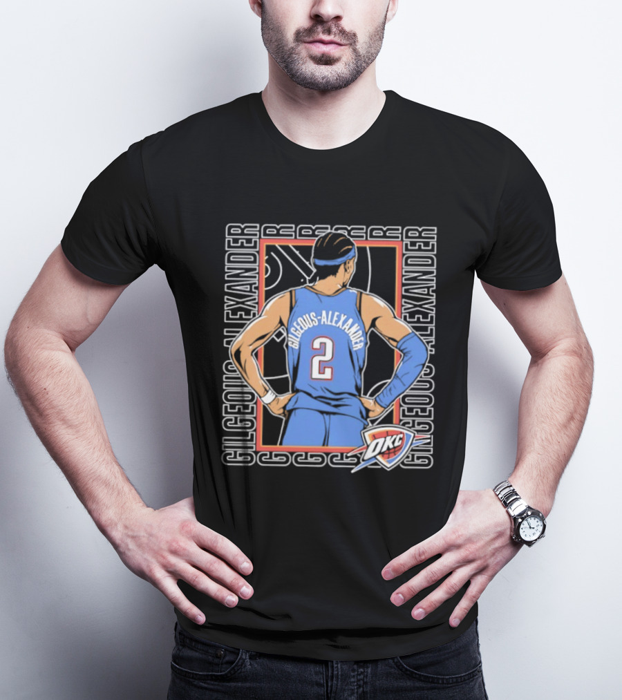 Shai Gilgeous Alexander Oklahoma City Thunder Number 2 Player Pose Repeat T-Shirt