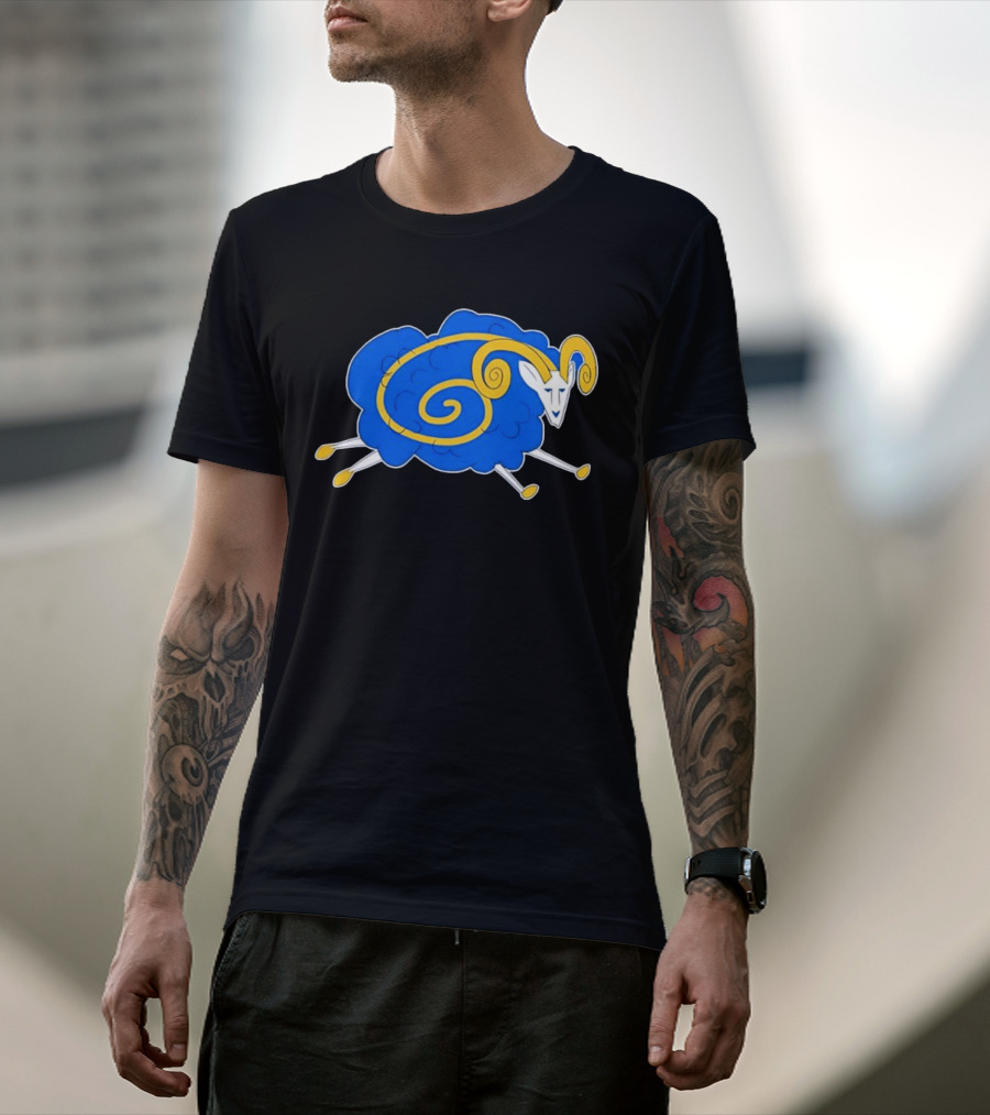 Los Angeles Rams Cursed Spiral Blue Sheep T-Shirt