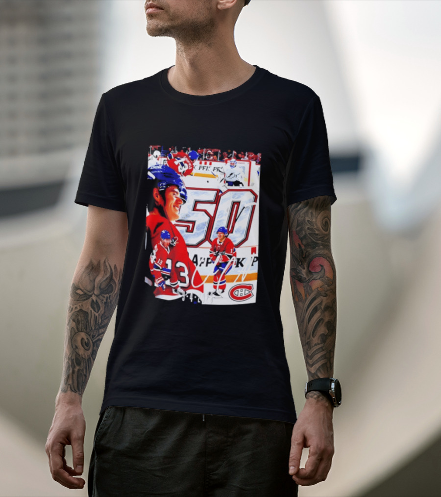 Montreal Canadiens Cole Caufield 50 Goals Celebration 2026 T-Shirt