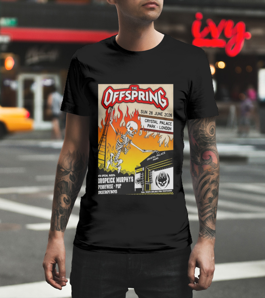 The Offspring Concert June 28 2026 Crystal Palace Park London Dropkick Murphys Pennywise Pup Destroy Boys T-Shirt