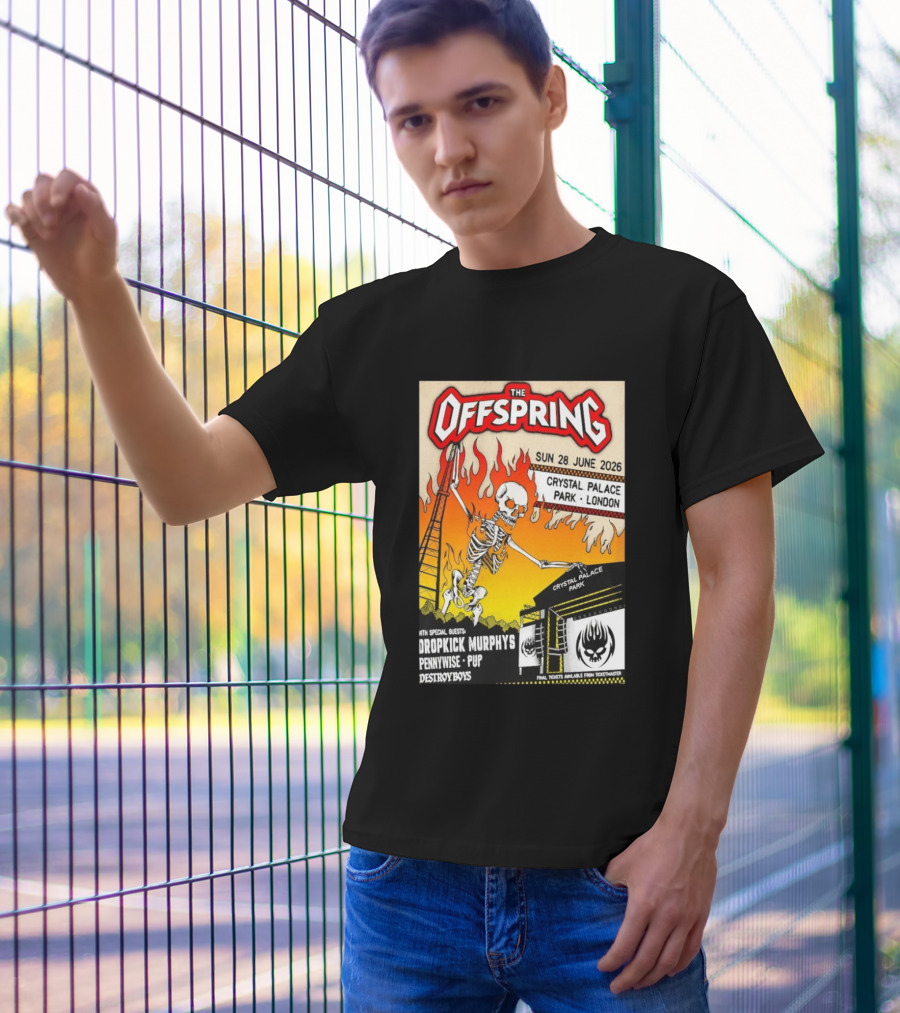The Offspring Concert June 28 2026 Crystal Palace Park London Dropkick Murphys Pennywise Pup Destroy Boys T-Shirt