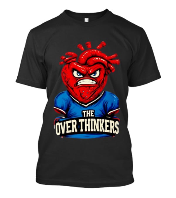 The Overthinkers Varsity Angry Heart Bold Red Blue T-Shirt