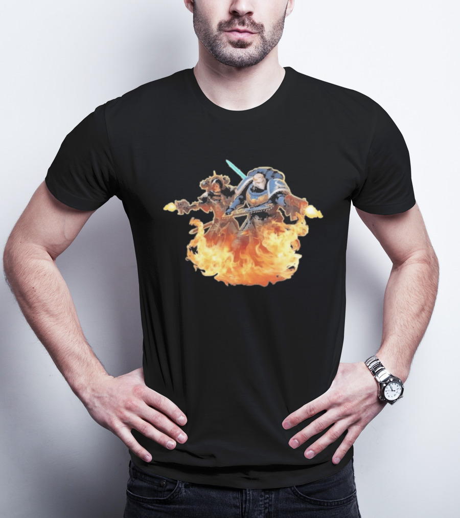 Warhammer 40 000 Boltgun II Double Battle Flames T-Shirt