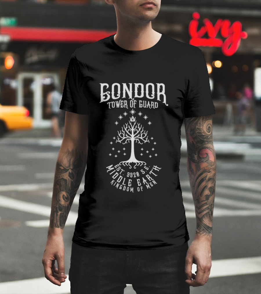 Gondor White Tree Tower Of Guard Middle Earth Kingdom Of Men Est 3320 SE T-Shirt