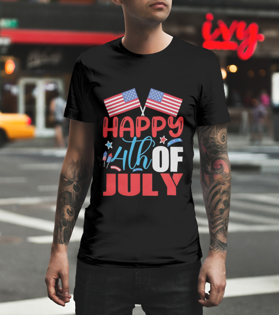 American Independence Day Happy 4th Of July USA Flags Celebration T-Shirt
