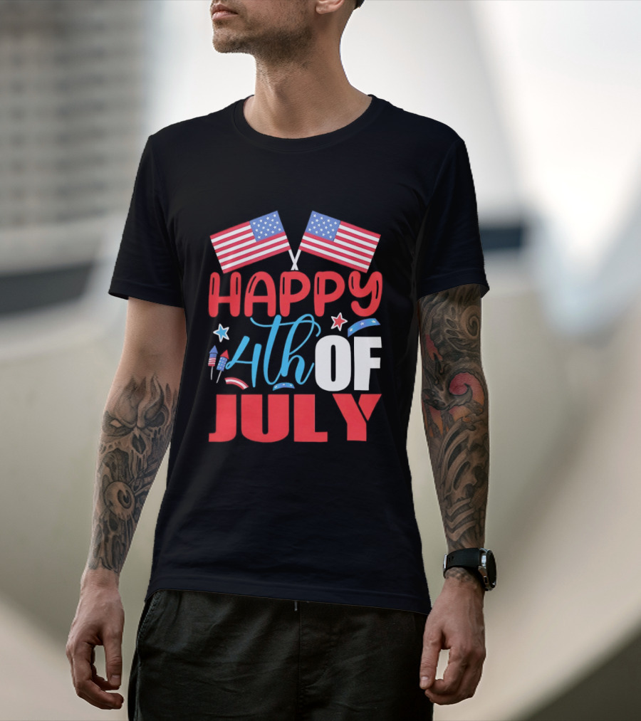 American Independence Day Happy 4th Of July USA Flags Celebration T-Shirt