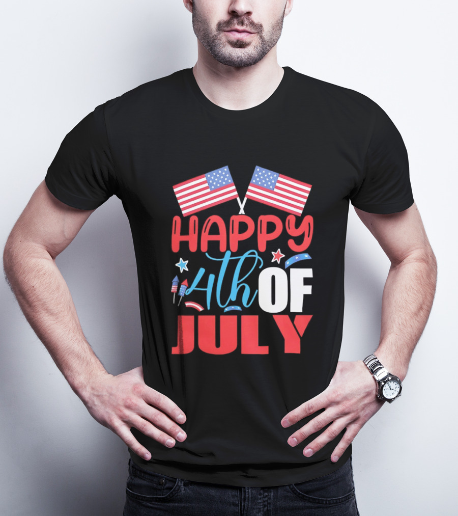 American Independence Day Happy 4th Of July USA Flags Celebration T-Shirt