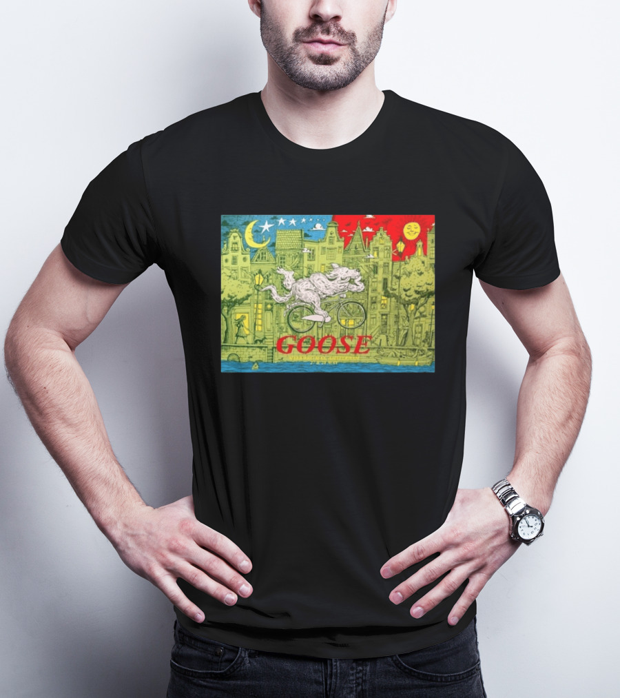 Goose Amsterdam Netherlands 2026 Melkweg Max 27 28 May Gig Bicycle Moon Sun Wolf Houses T-Shirt