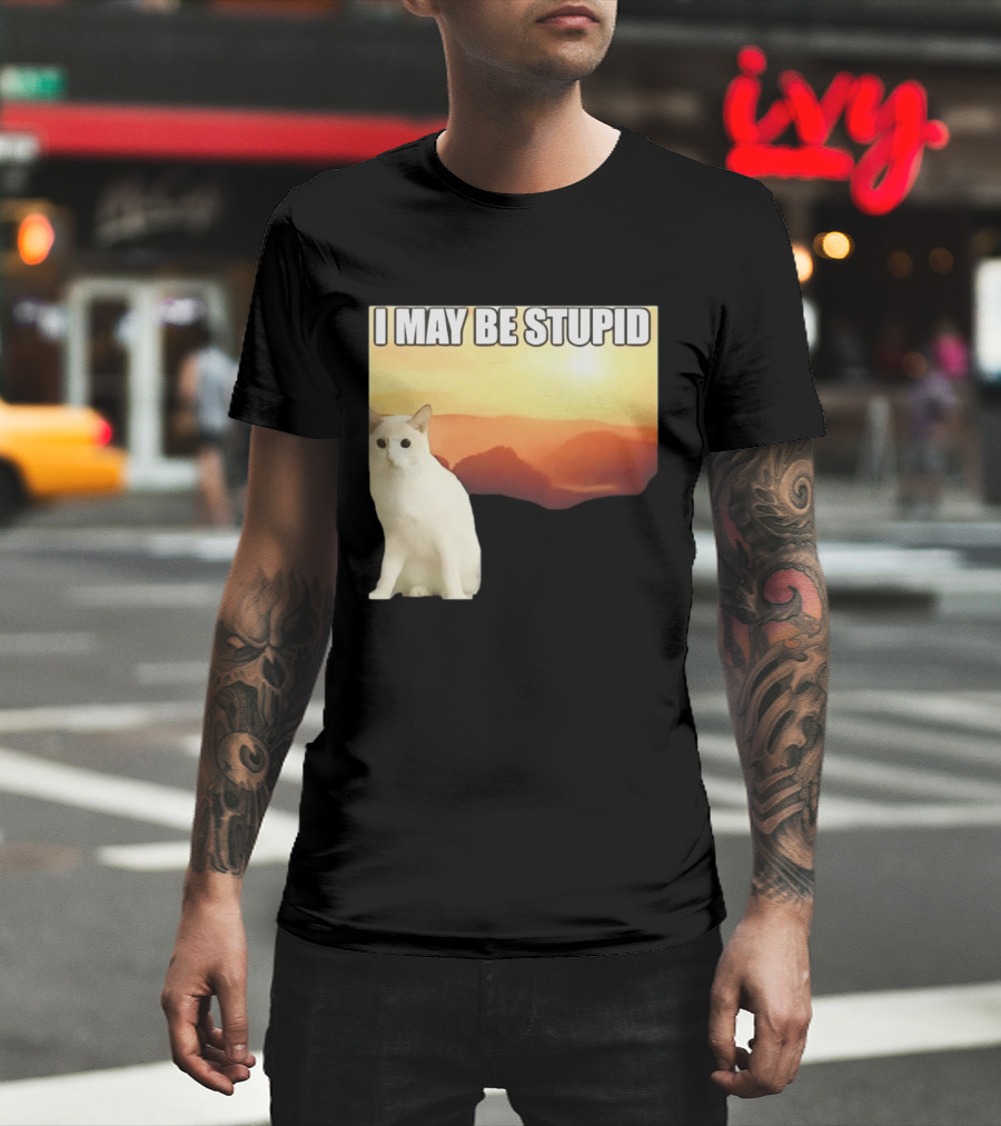 I May Be Stupid Cat With Sunrise T-Shirt