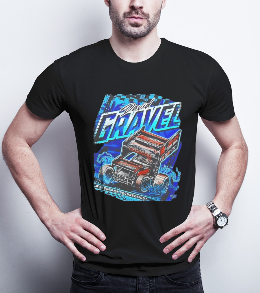 David Gravel Racing Blue Wave Watertown Connecticut Sprint Car T-Shirt