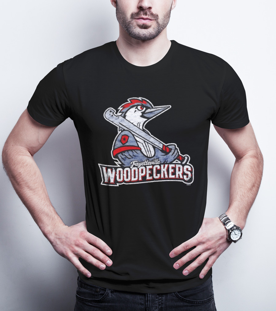 Fayetteville Woodpeckers Baseball Team Mascot Bat MLB T-Shirt