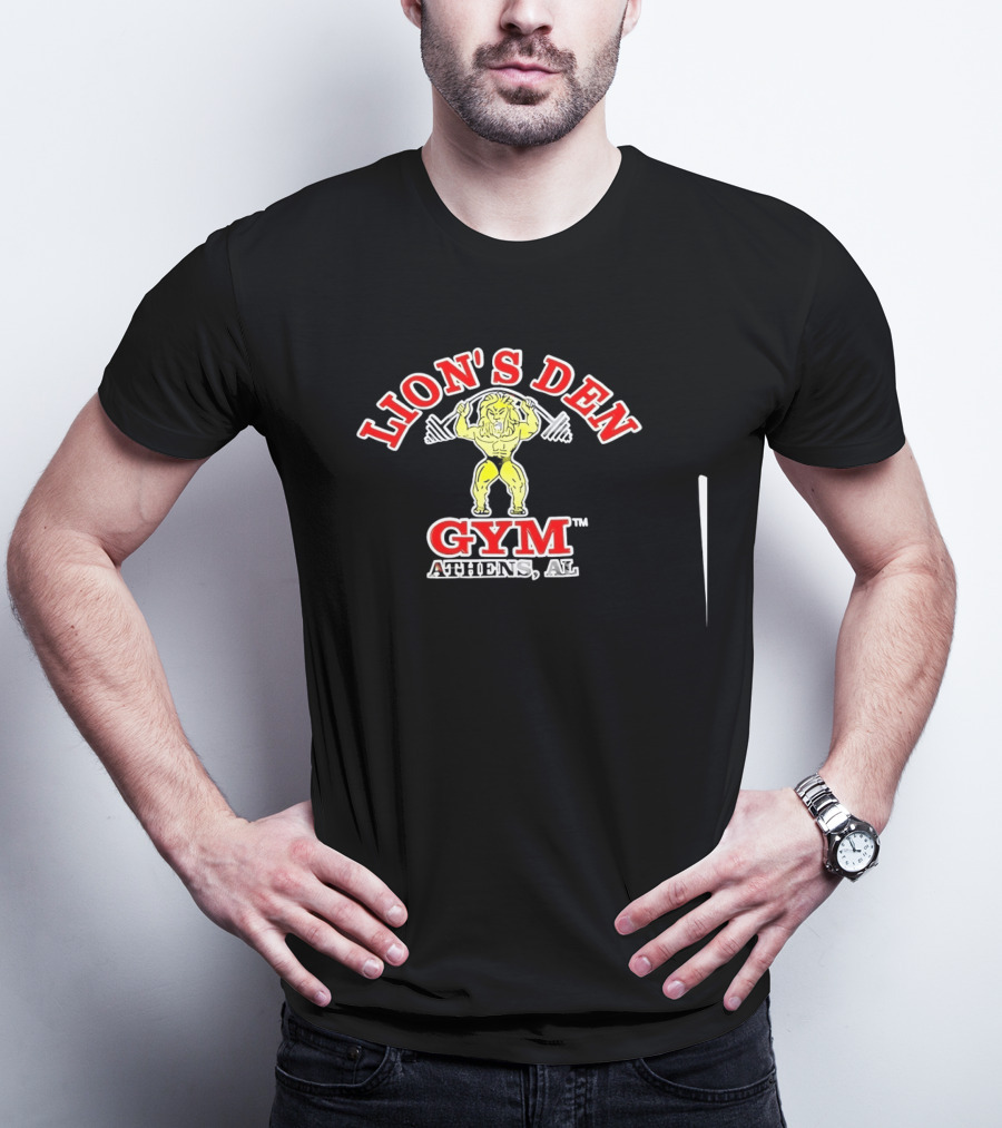 Lion's Den Gym Athens Alabama Fitness Center Weightlifting Lion T-Shirt