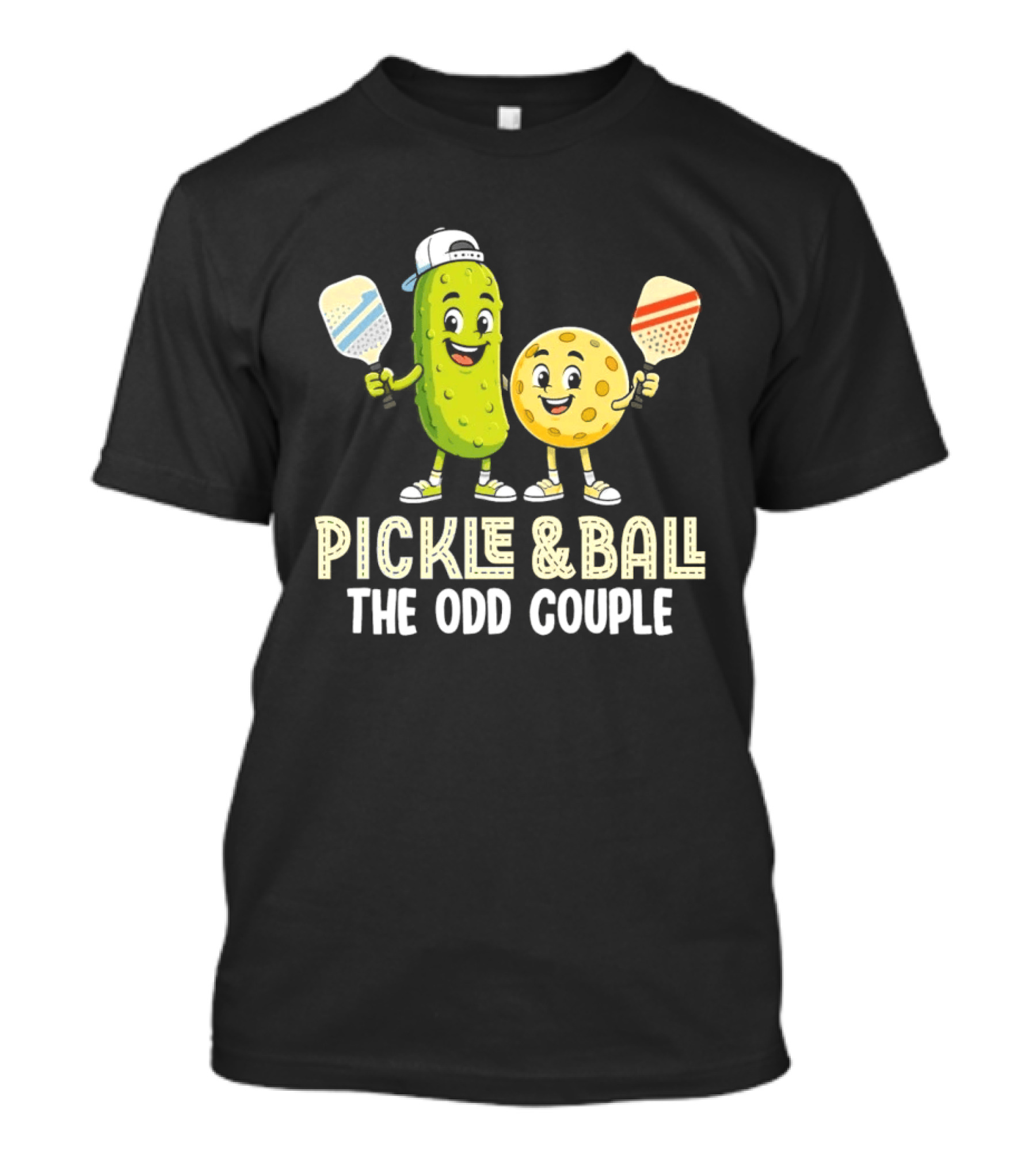 Pickleball Pickle And Ball The Odd Couple Pickle & Ball Paddle Fun T-Shirt