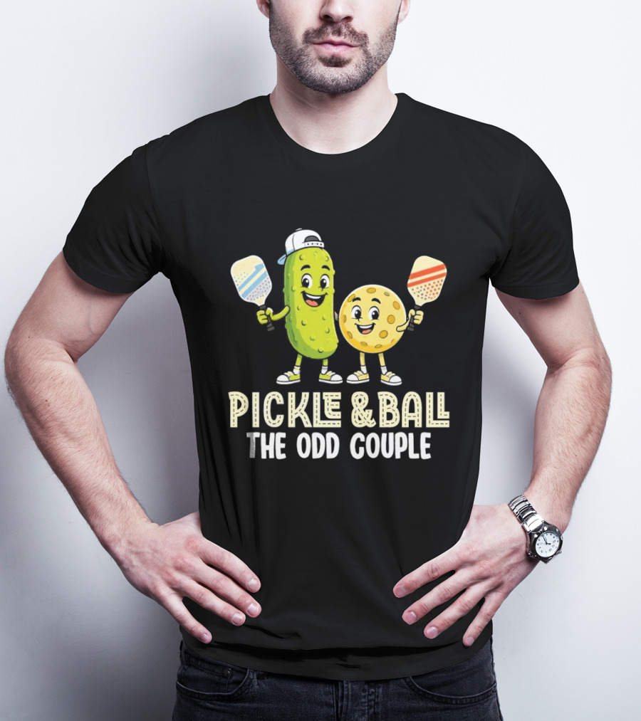 Pickleball Pickle And Ball The Odd Couple Pickle & Ball Paddle Fun T-Shirt