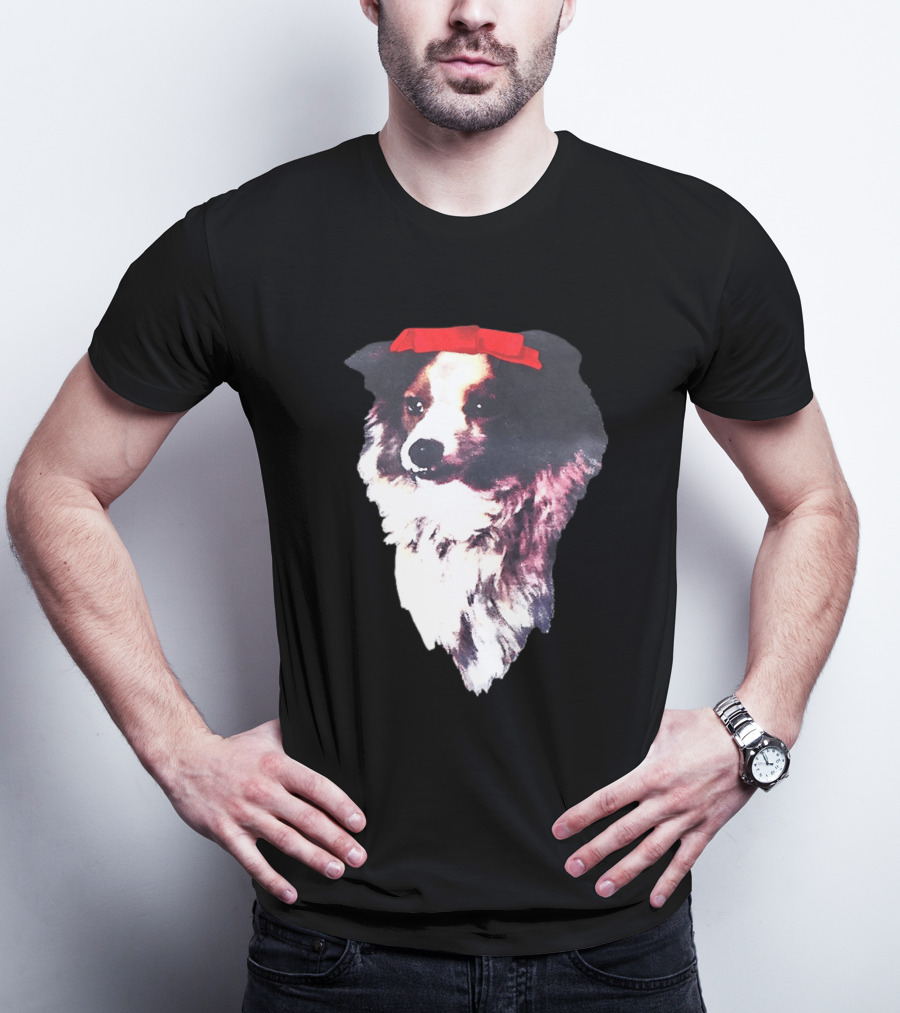 Sabrina Carpenter Collie Dog With Red Bow T-Shirt
