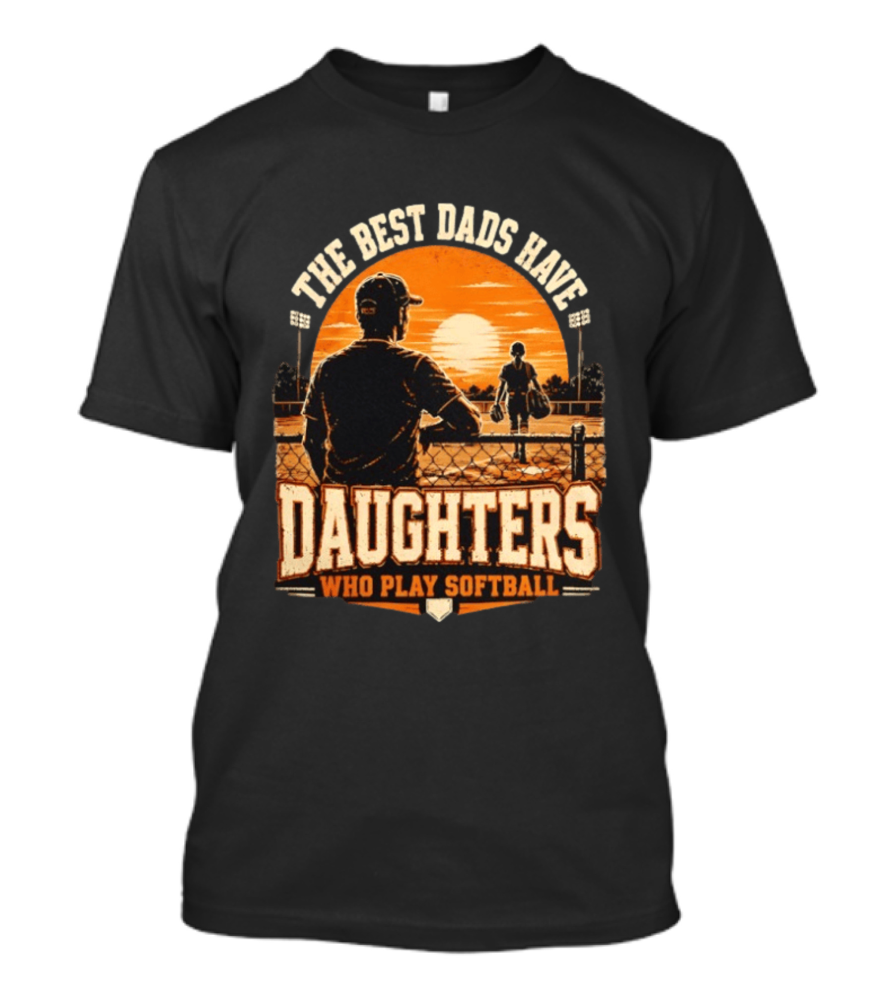 The Best Dads Have Daughters Who Play Softball Vintage Sunset Scene T-Shirt