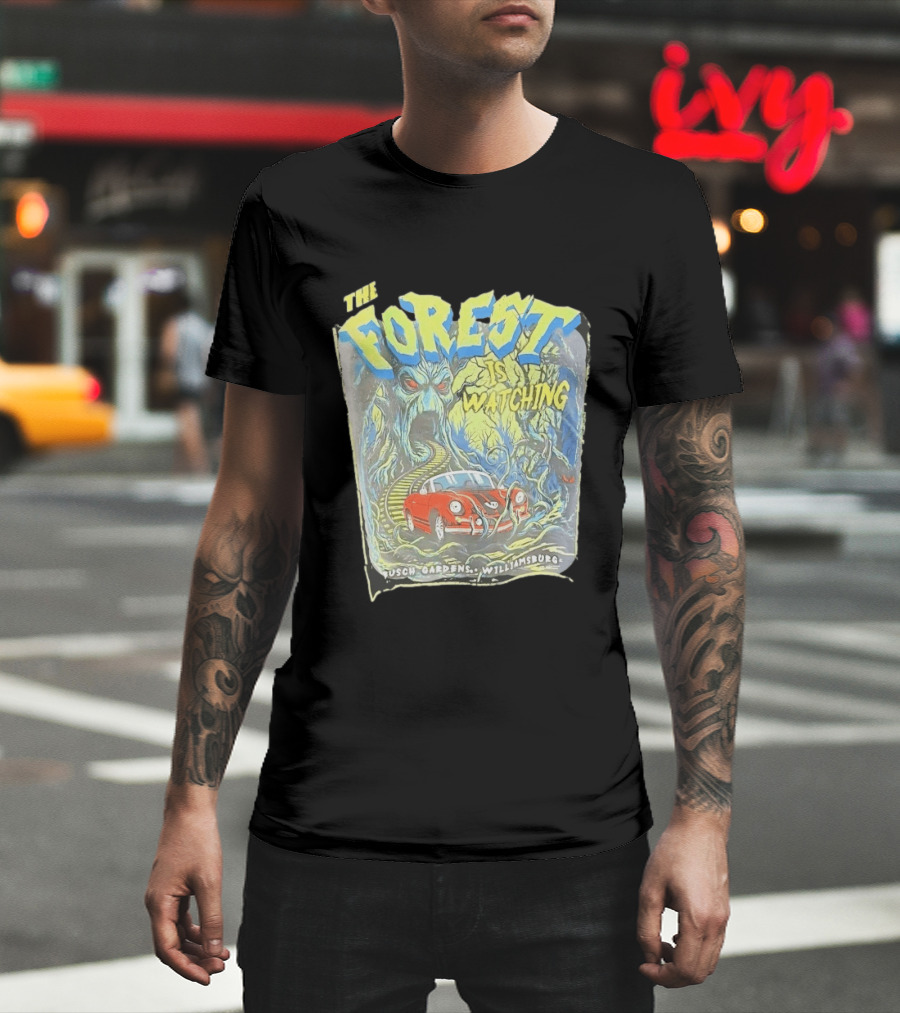 The Forest Is Ing Busch Gardens Williamsburg Red Car And Creepy Trees T-Shirt