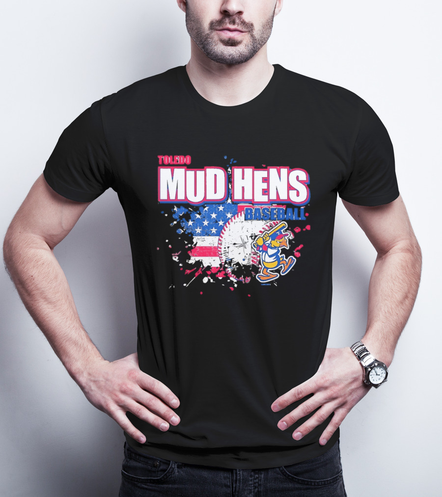 Toledo Mud Hens American Flag Splatter Baseball T-Shirt