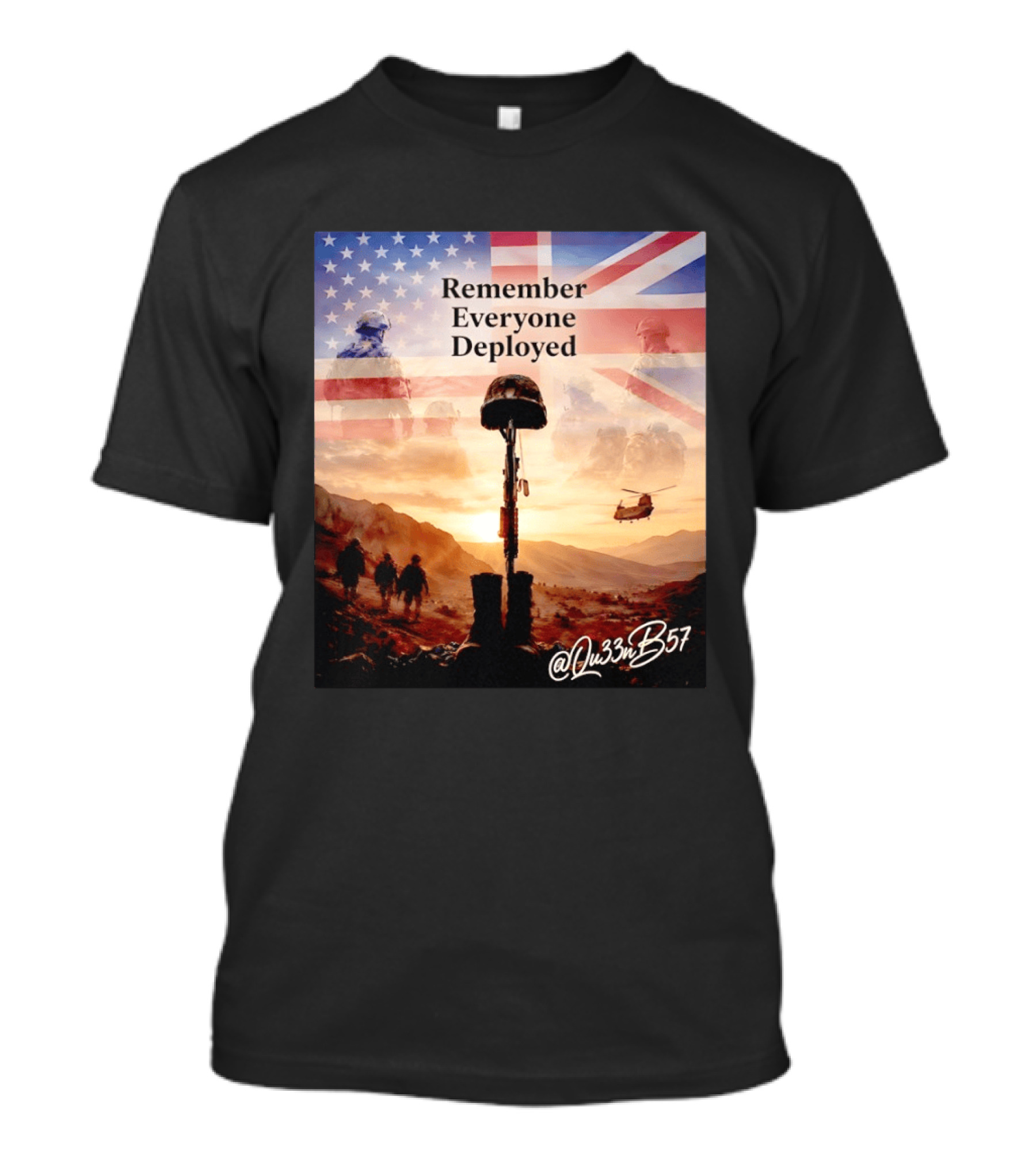 United States United Kingdom Remember Everyone Deployed Chinook Helicopter T-Shirt