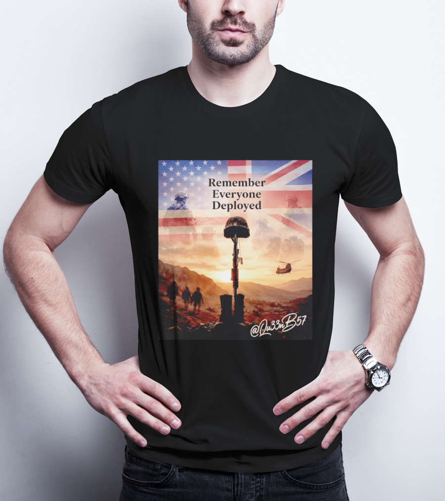 United States United Kingdom Remember Everyone Deployed Chinook Helicopter T-Shirt