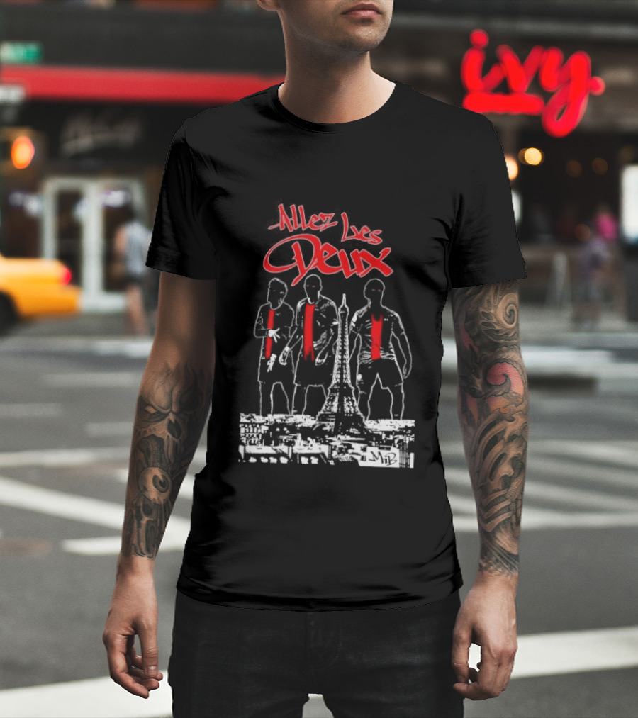 Allez Les Deux Paris Football Team Spirit Enthusiast's Red And White Players T-Shirt