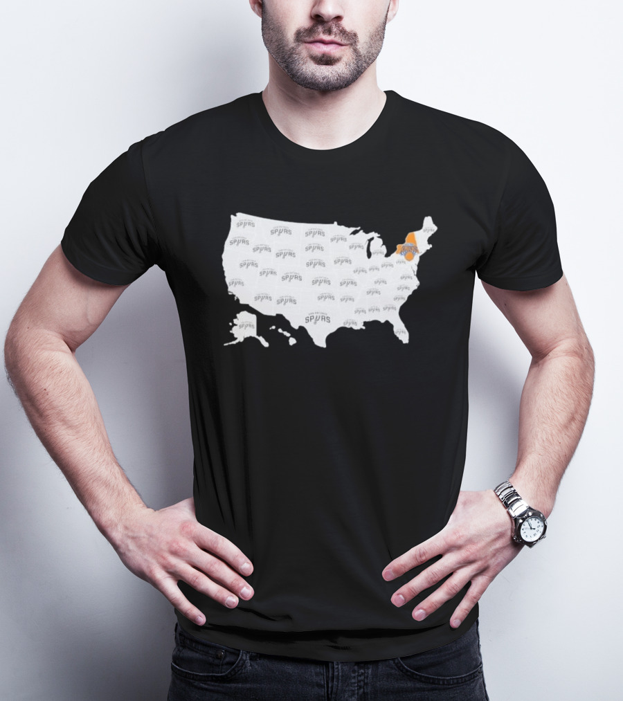 America Spurs New York Knicks US Map Basketball Team Representation T-Shirt