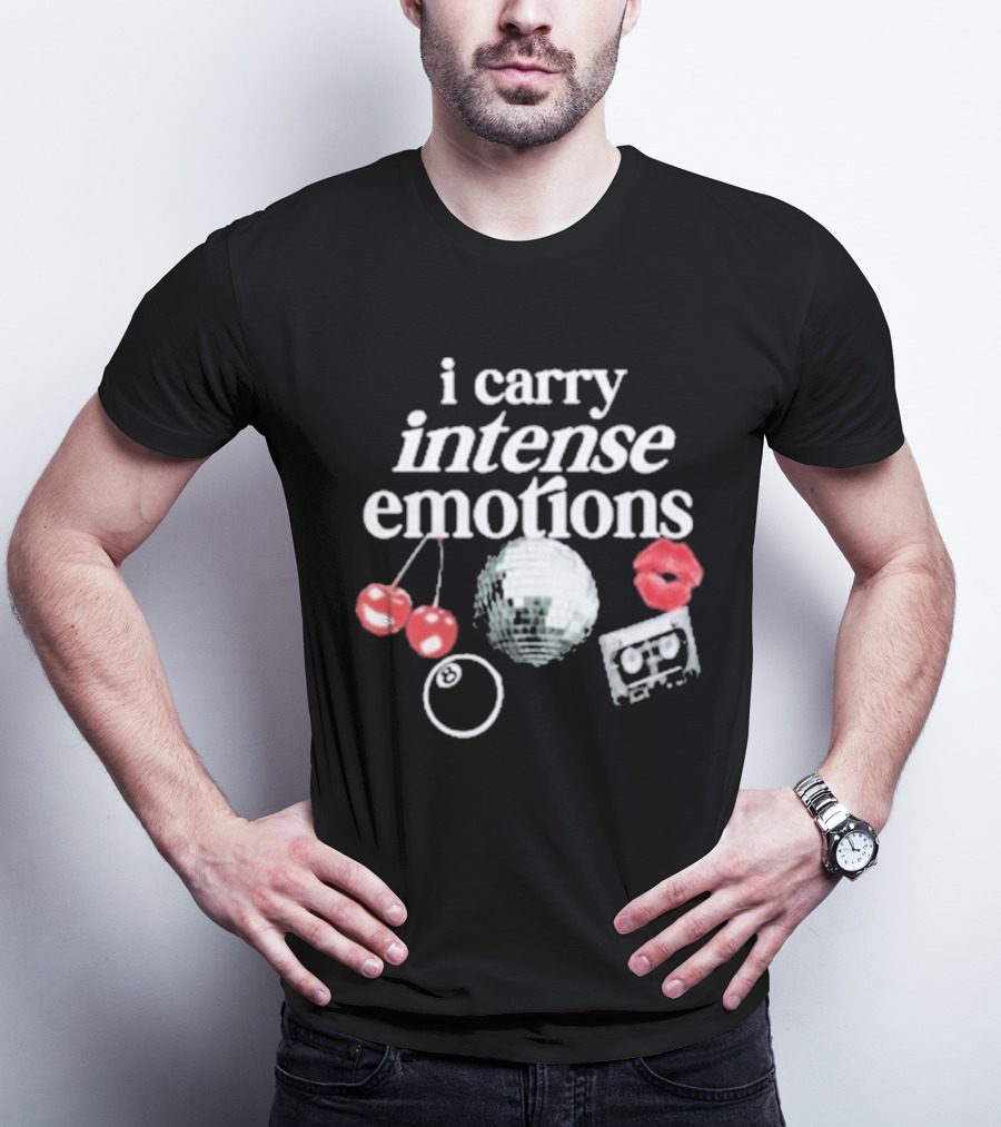 I Carry Intense Emotions Disco Ball Cherries Cassette Tape T-Shirt