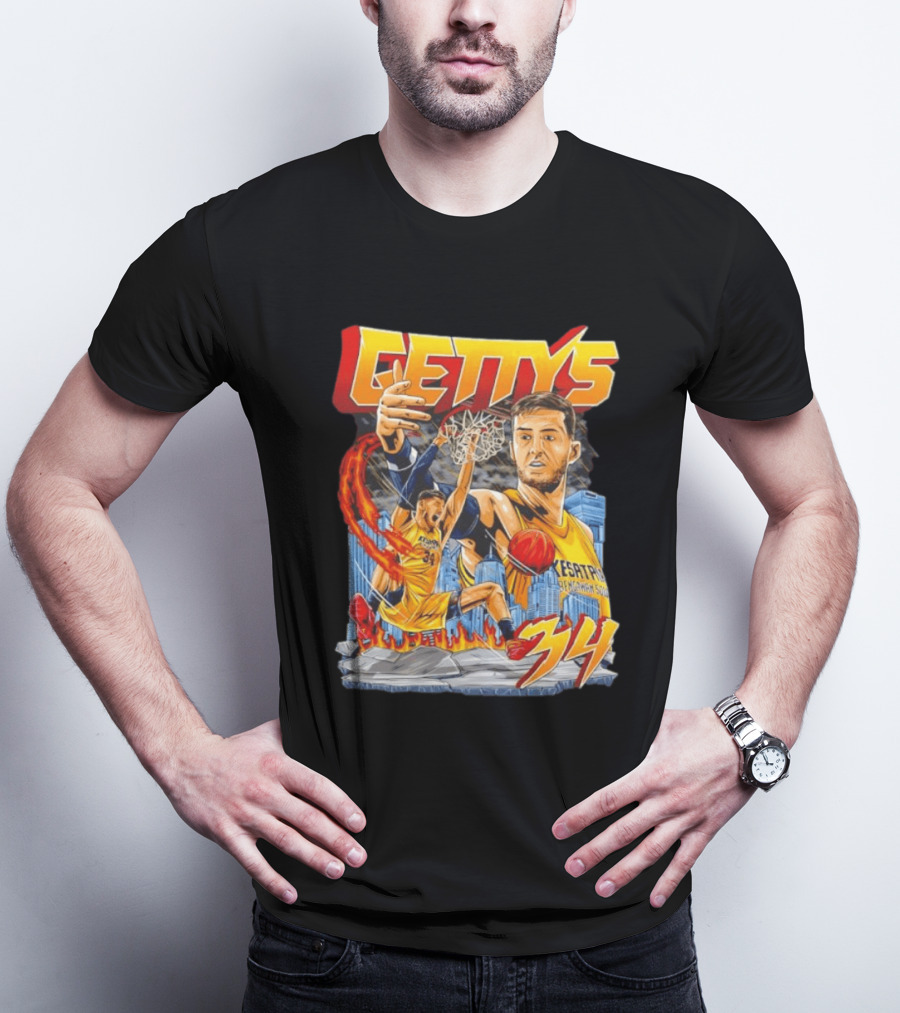 GETTYS 34 Kesatria Bengawan Solo Basketball Player Urban Slam Dunk Action T-Shirt