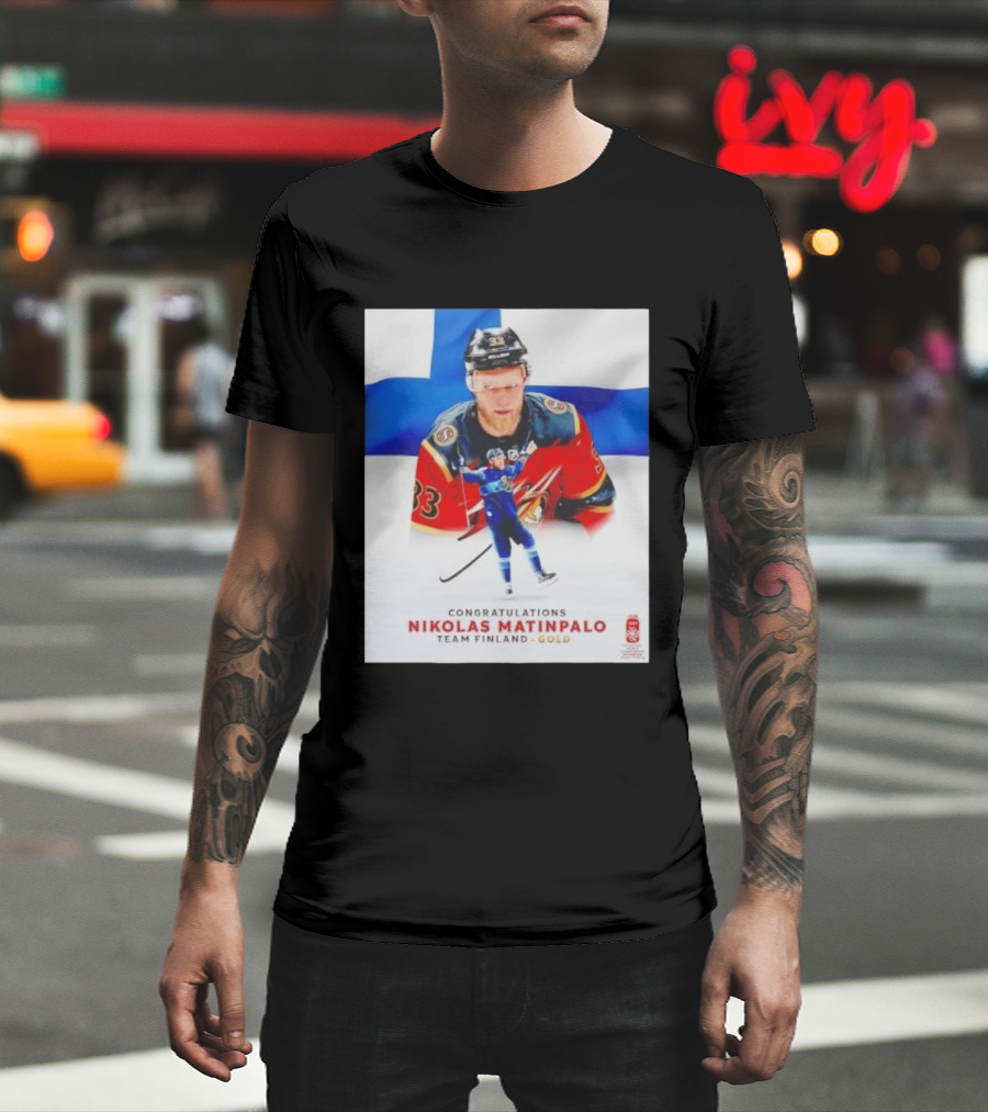 Congratulations Nikolas Matinpalo Team Finland Gold Finnish Flag Ice Hockey Celebration T-Shirt