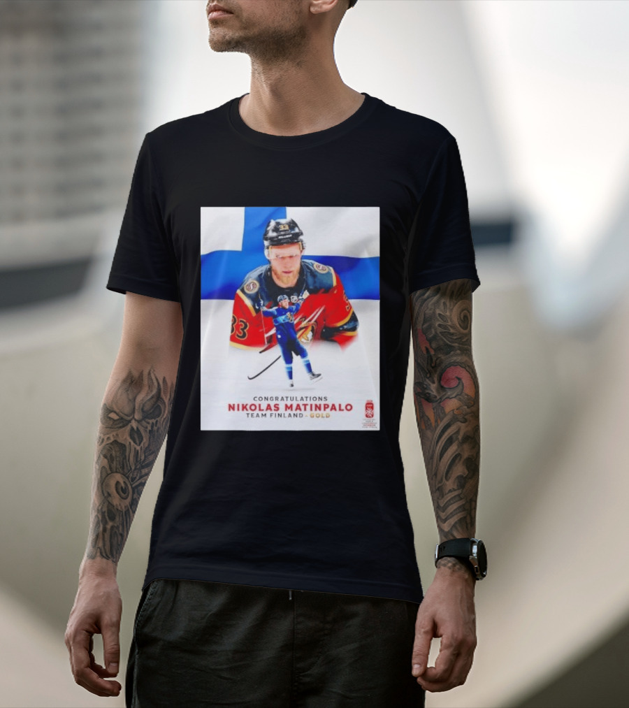 Congratulations Nikolas Matinpalo Team Finland Gold Finnish Flag Ice Hockey Celebration T-Shirt