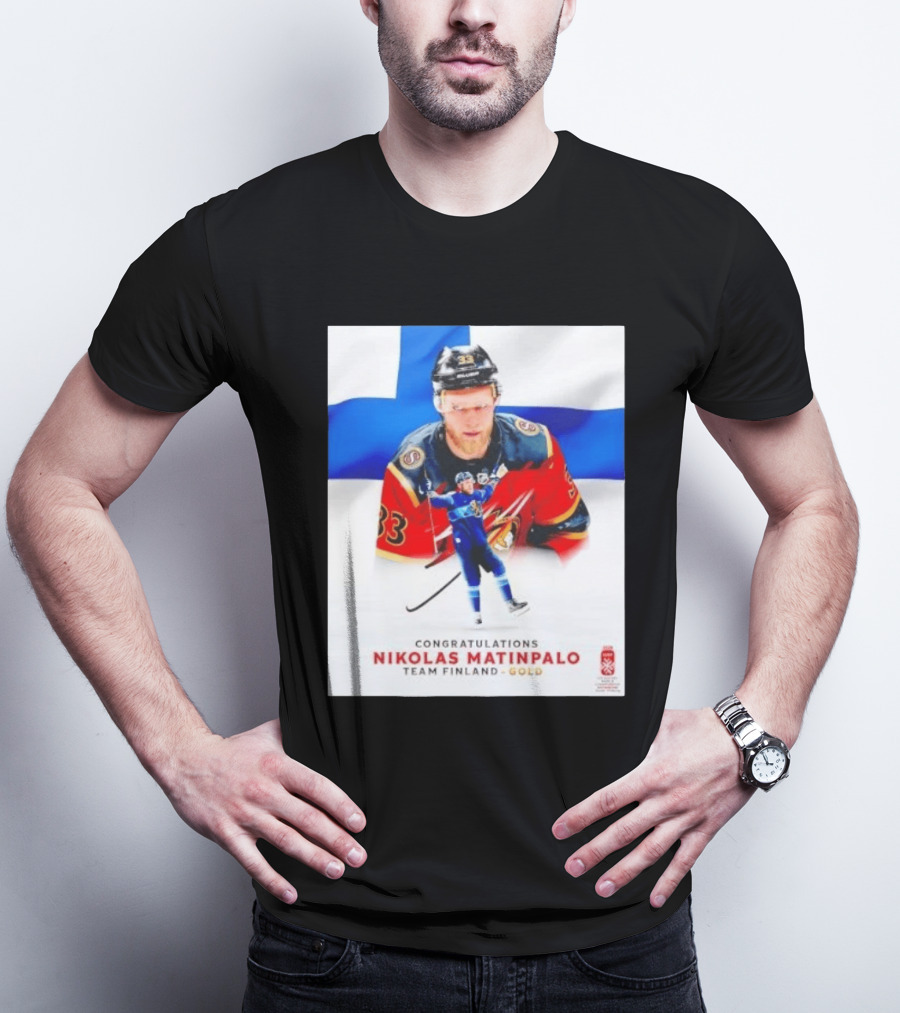 Congratulations Nikolas Matinpalo Team Finland Gold Finnish Flag Ice Hockey Celebration T-Shirt