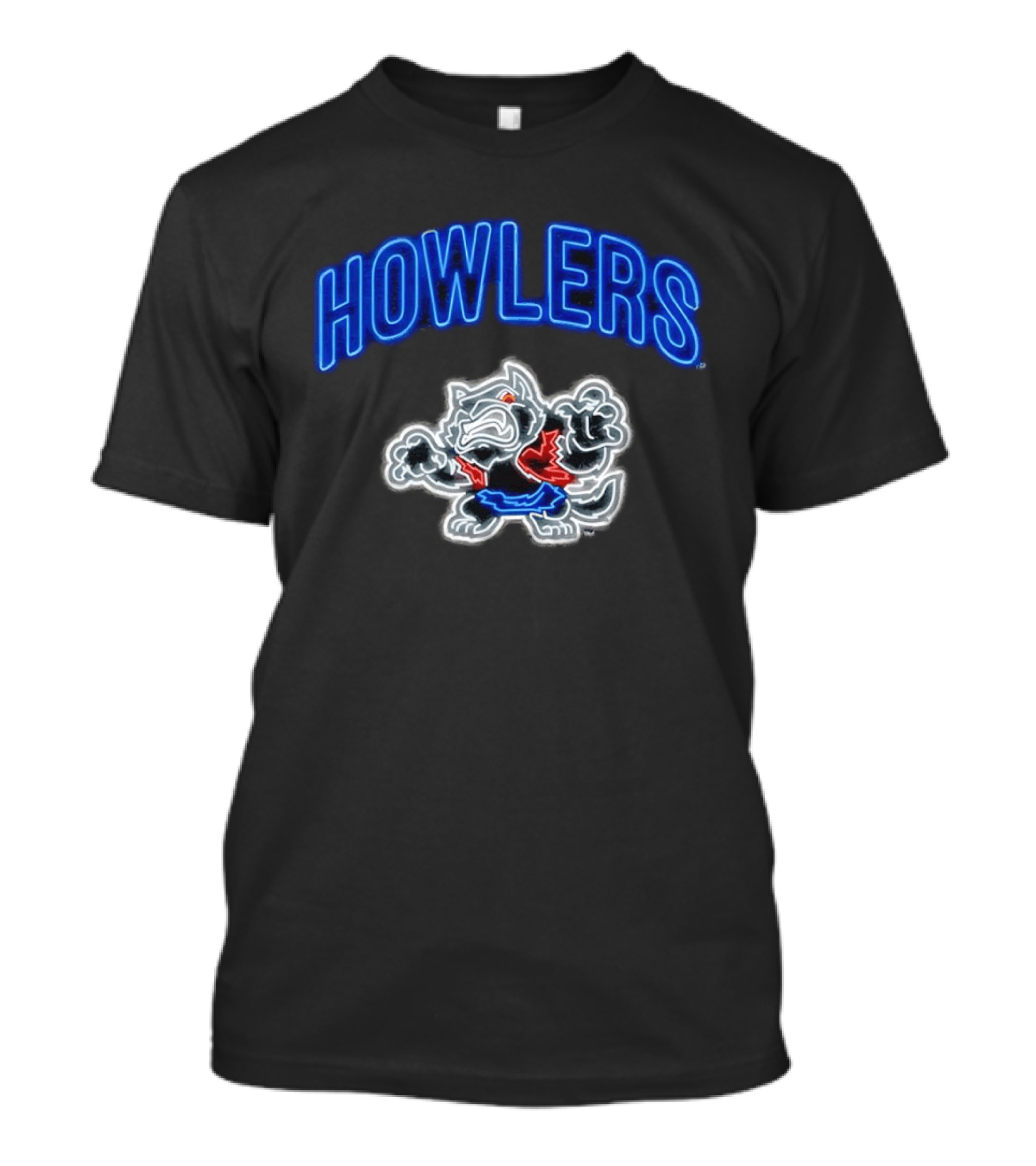 Howlers Neon Wolf Men's Animated Cartoon T-Shirt