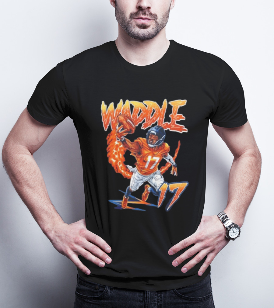 Waddle 17 Football Catch Orange And Blue Player T-Shirt