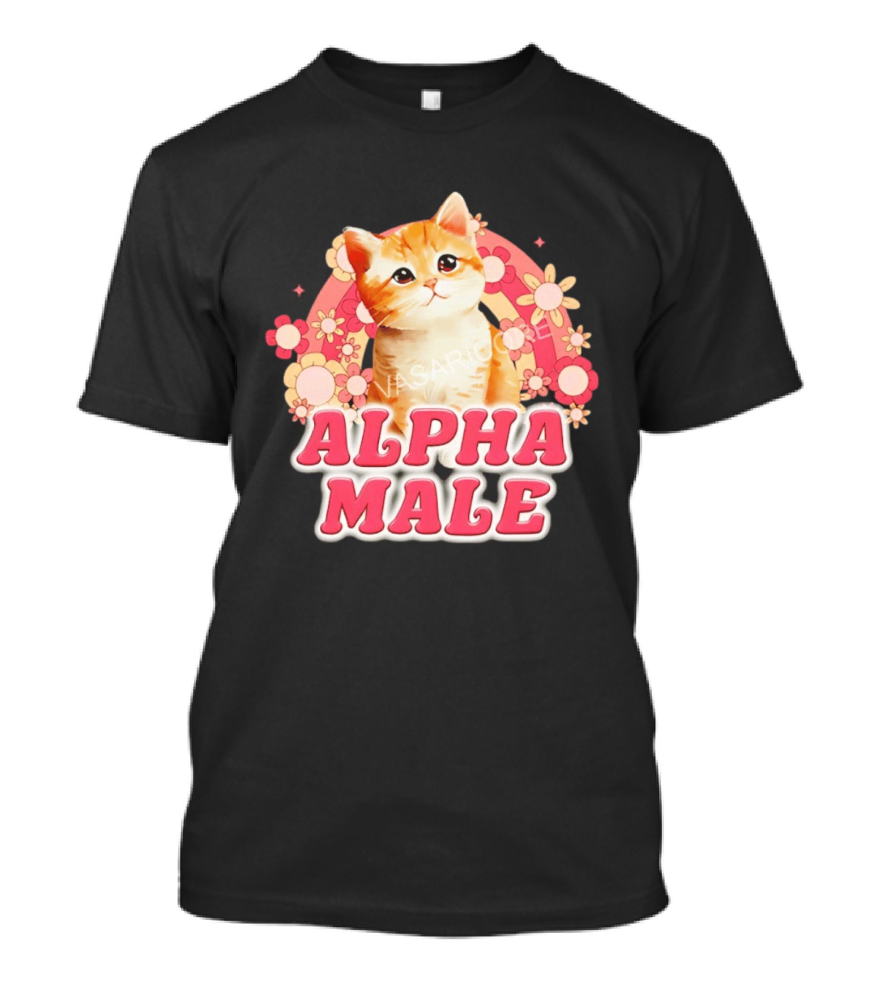 Alpha Male Kitten With Rainbow And Floral T-Shirt