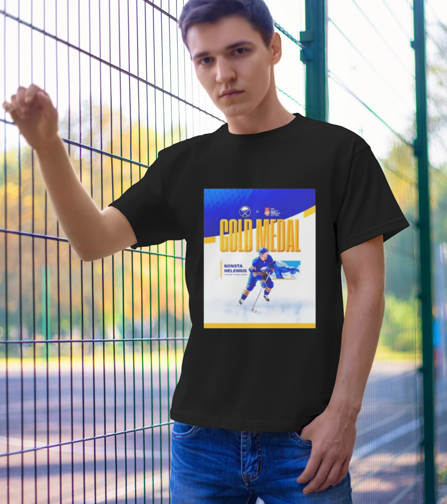 Konsta Helenius Team Finland 2023 Gold Medal Hockey T-Shirt