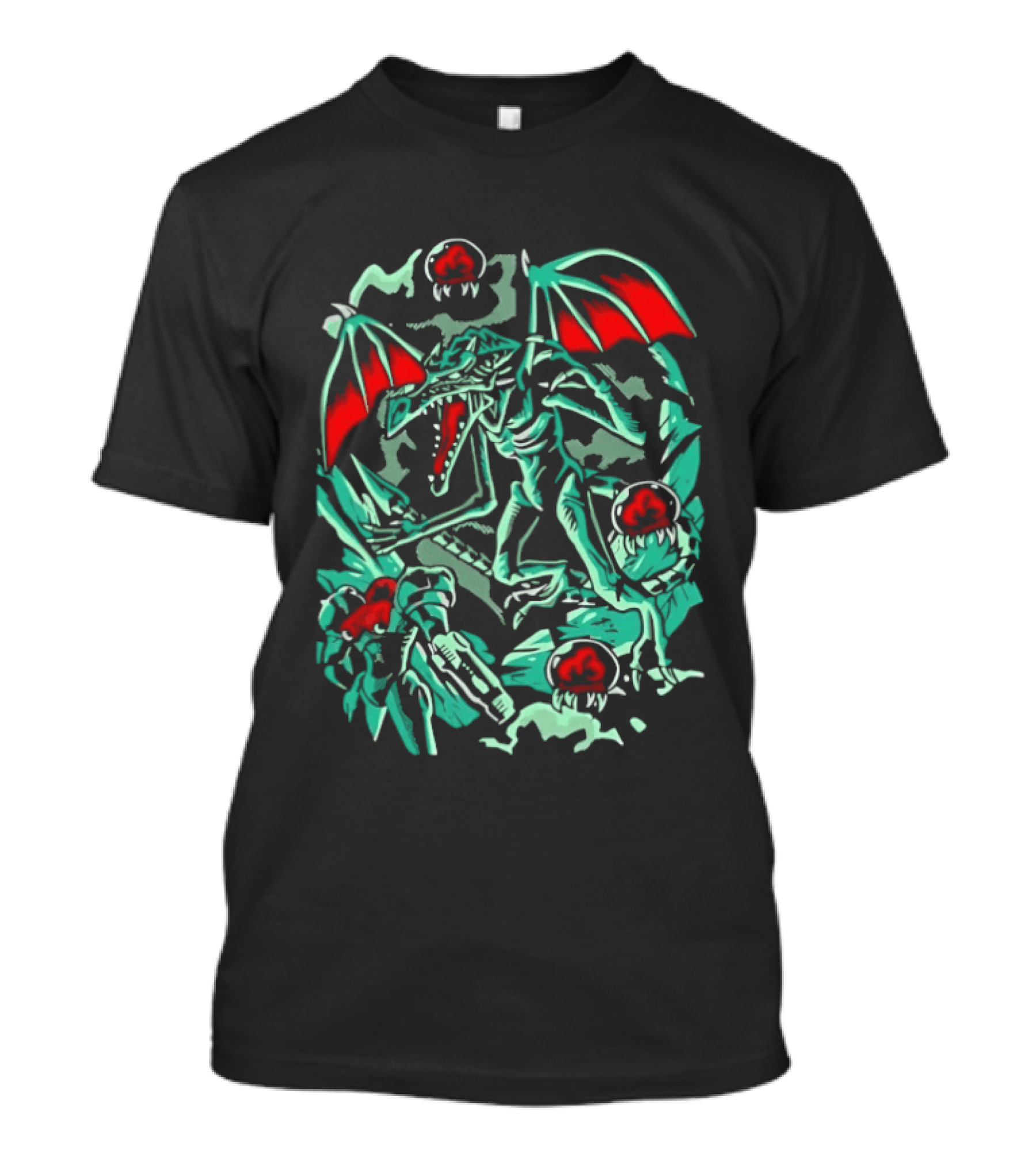 Metroid Ridley Battle With Metroids And Samus Aran T-Shirt