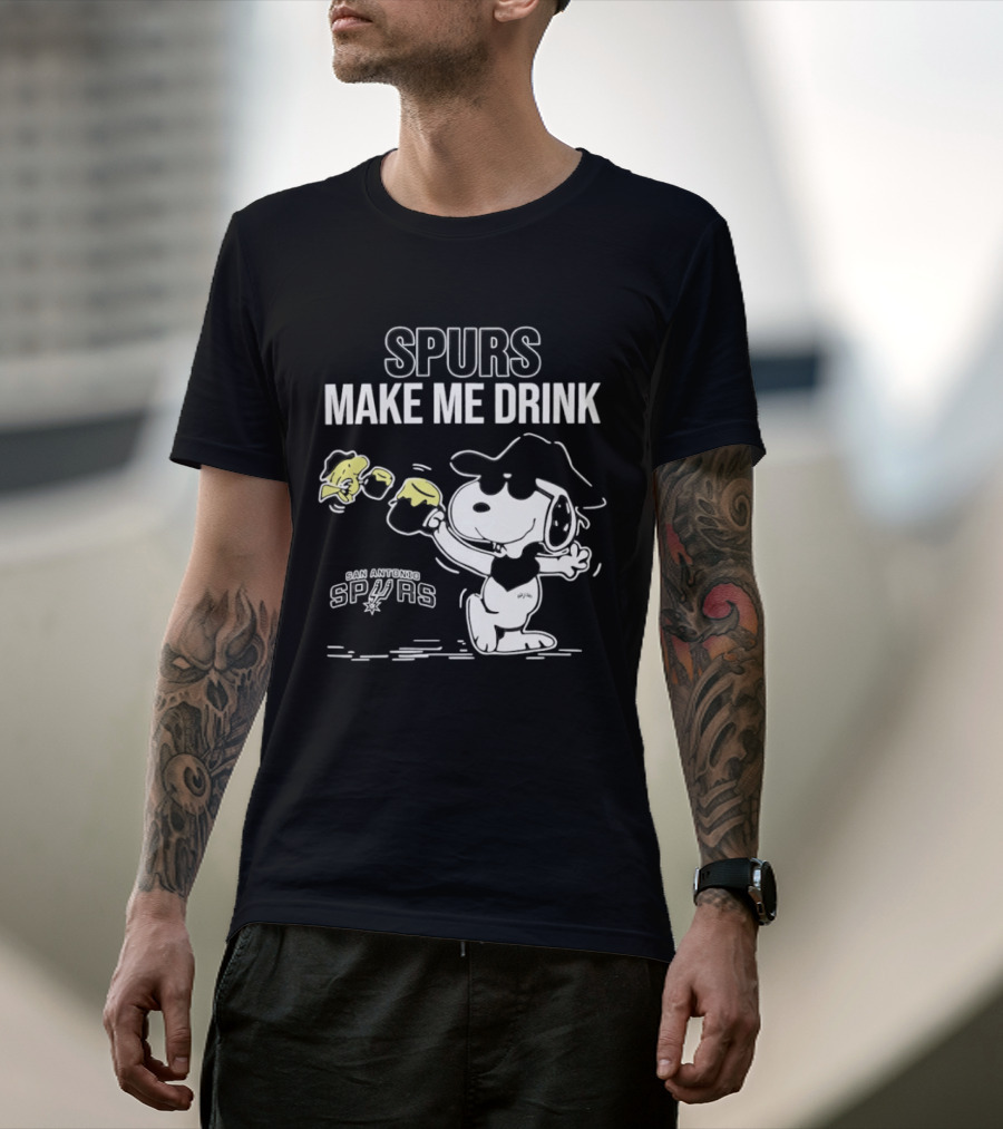 Snoopy Cowboy Spurs Make Me Drink San Antonio Spurs T-Shirt