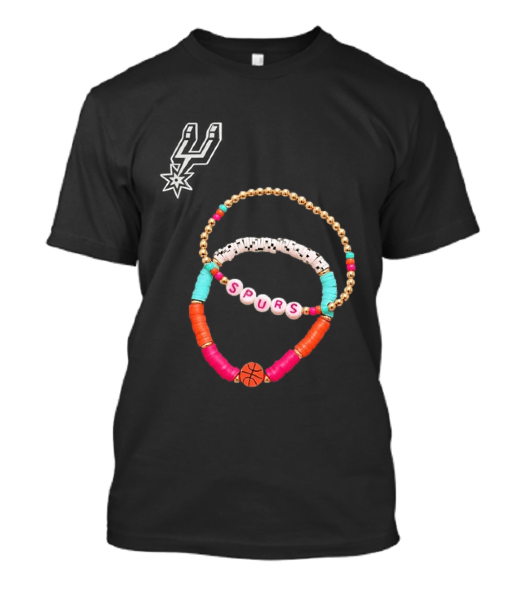 San Antonio Spurs Beaded Bracelet Set Basketball Fan Accessories T-Shirt