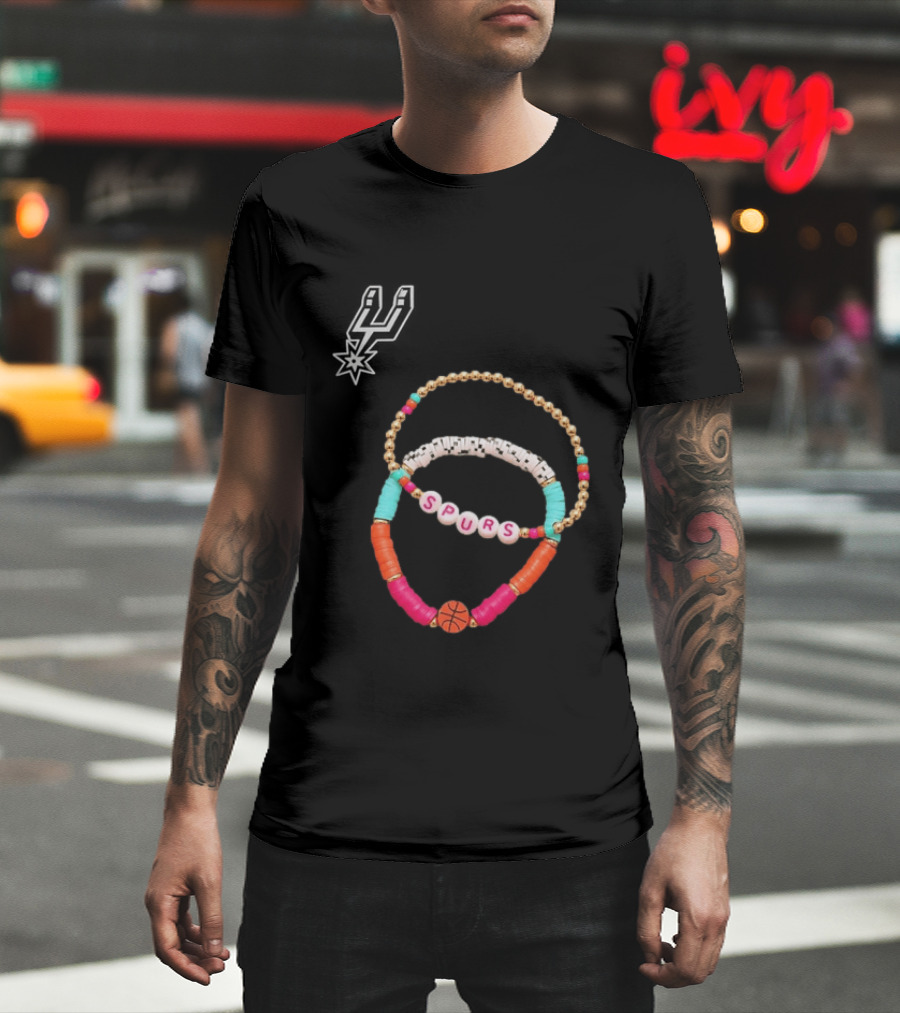 San Antonio Spurs Beaded Bracelet Set Basketball Fan Accessories T-Shirt