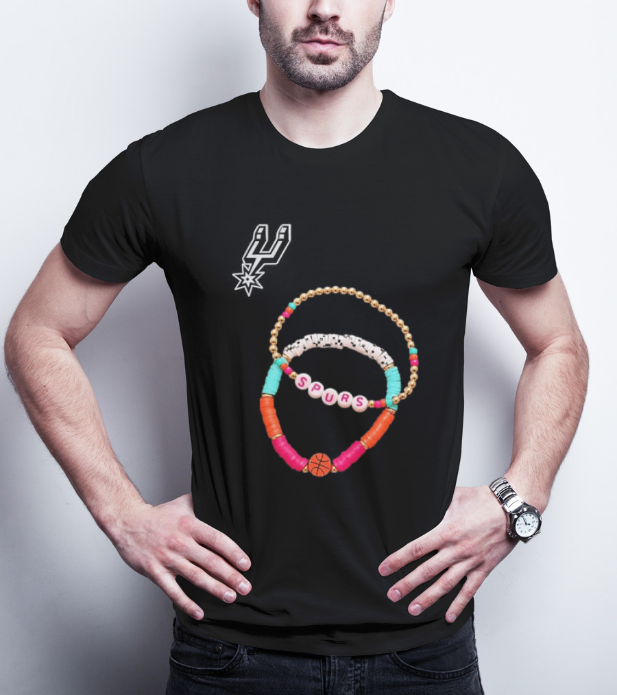 San Antonio Spurs Beaded Bracelet Set Basketball Fan Accessories T-Shirt