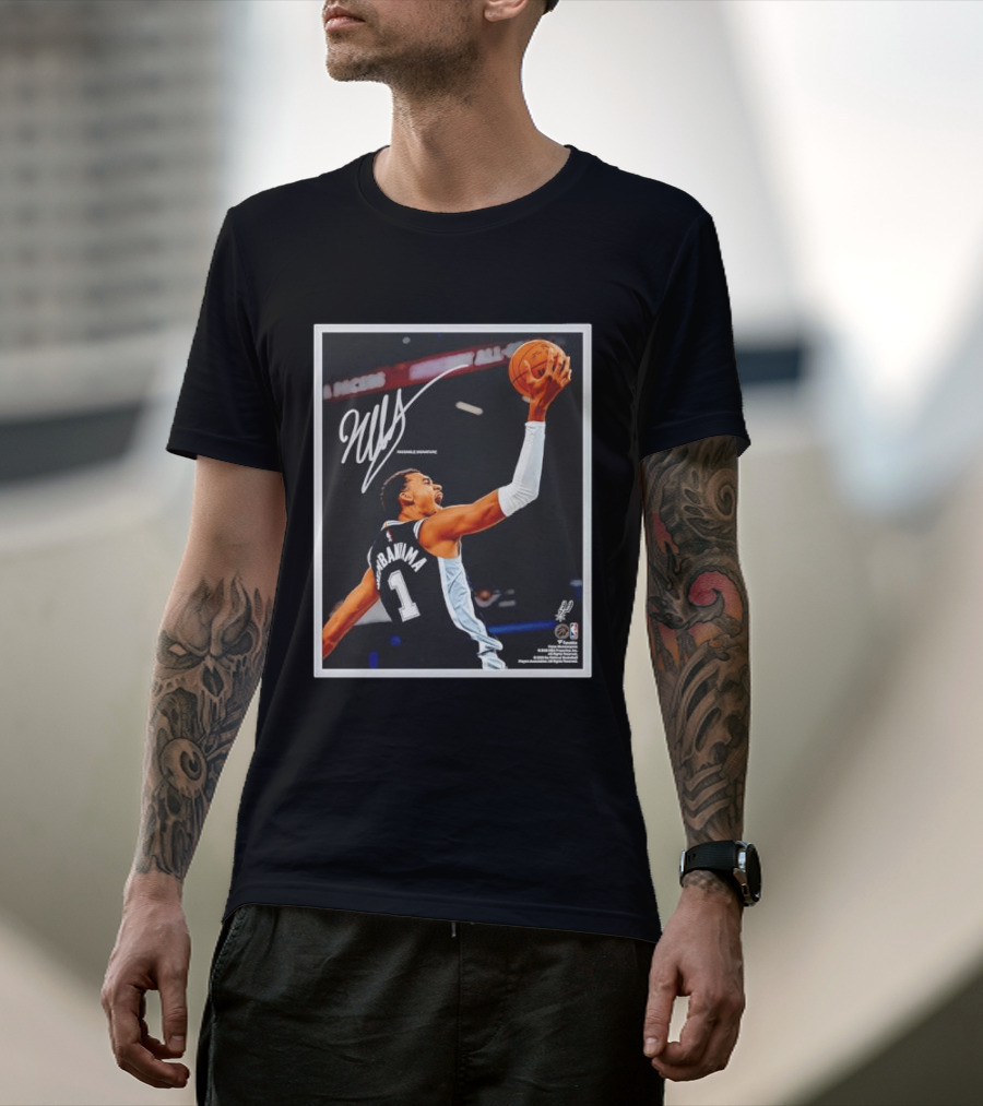 Victor Wembanyama Autographed San Antonio Spurs NBA Action Print Framed T-Shirt