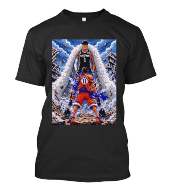 Wembanyama Spurs Vs Brunson Luffy Knicks Anime Crossover Showdown T-Shirt
