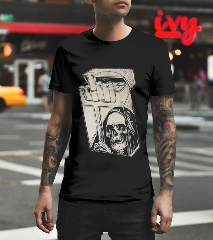 Grim Reaper Smoking Cigarette Pack T-Shirt