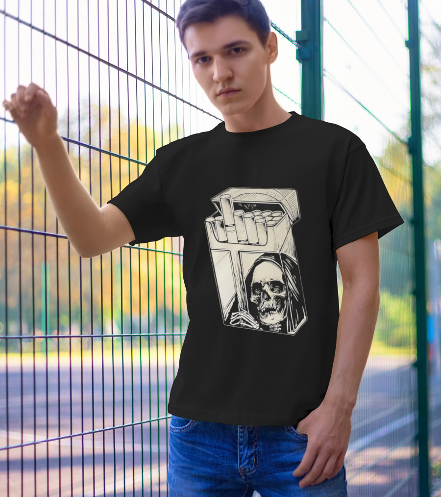 Grim Reaper Smoking Cigarette Pack T-Shirt